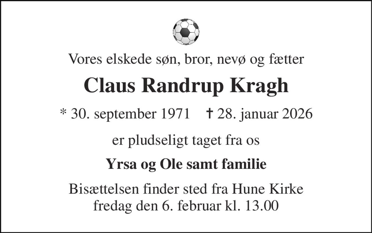 Claus Randrup Kragh | Danmarks største medie for mindesider og dødsannoncer