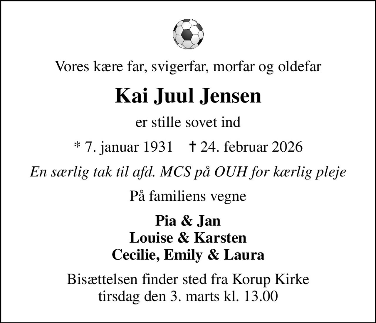 Kai Juul Jensen | Danmarks største medie for mindesider og dødsannoncer