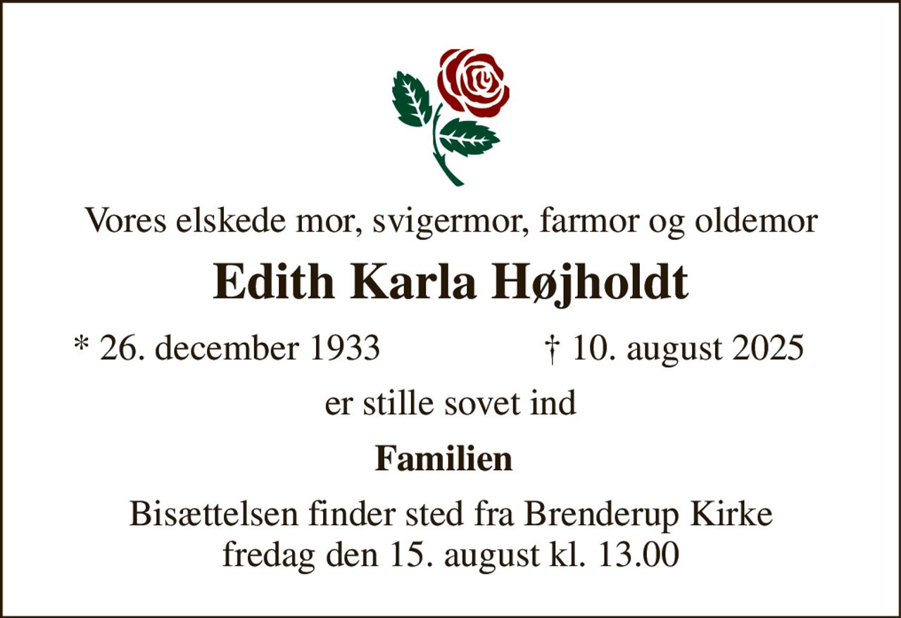 Edith Karla Jensen | Dødsannoncer i Danmark