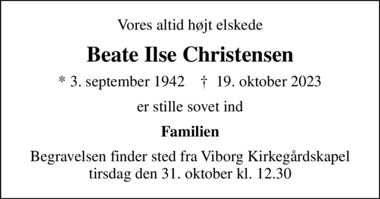 Beate Ilse Christensen | Danmarks største medie for mindesider og ...
