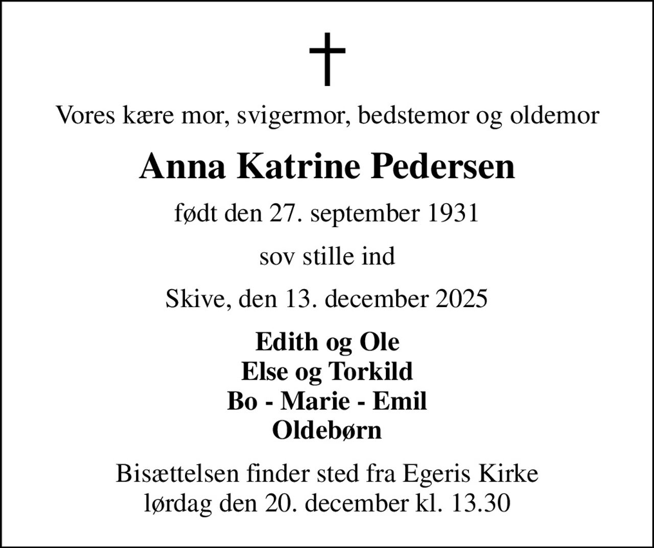 Anna Katrine Pedersen | Danmarks største medie for mindesider og ...
