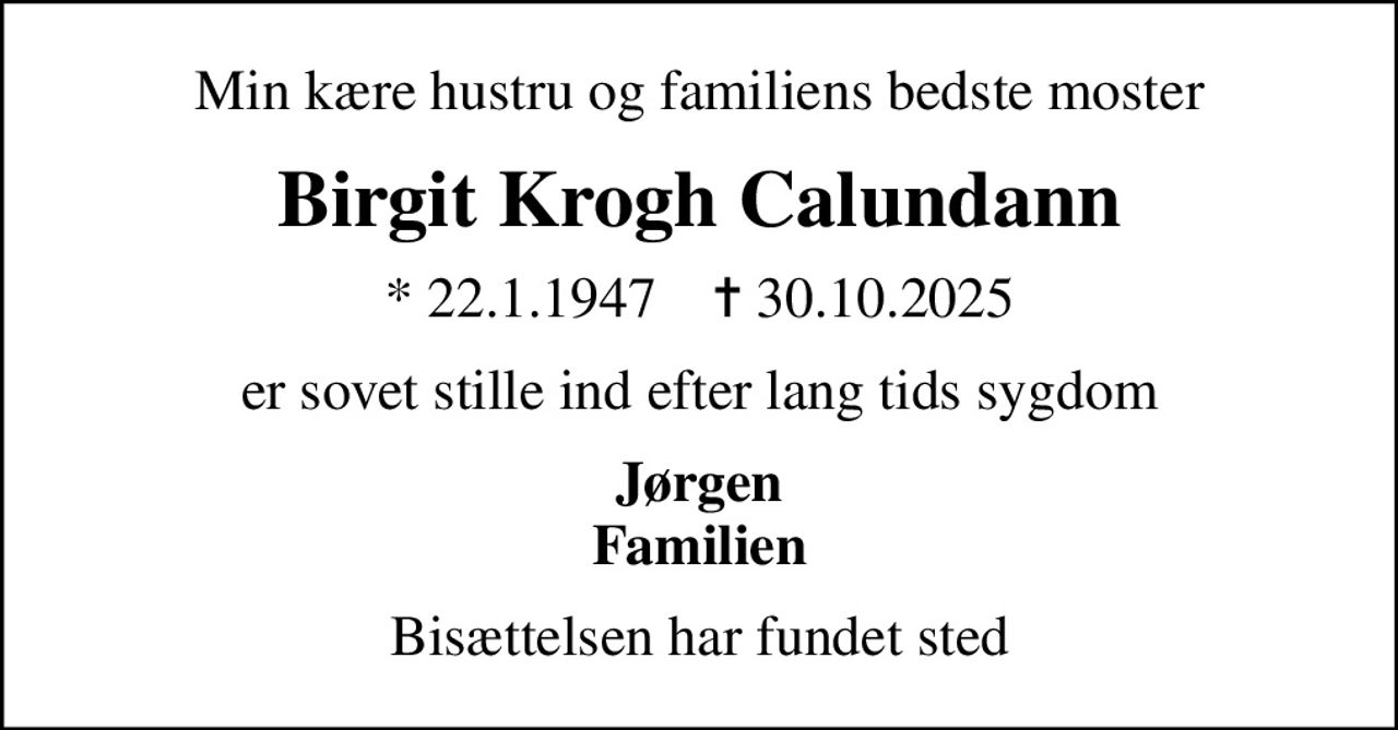 Birgit Krogh Calundann | Danmarks største medie for mindesider og ...