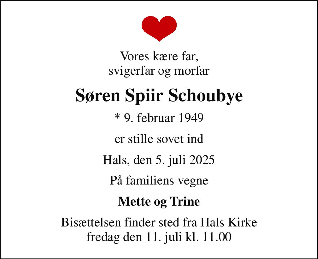 Søren Spiir Schoubye | Danmarks største medie for mindesider og ...