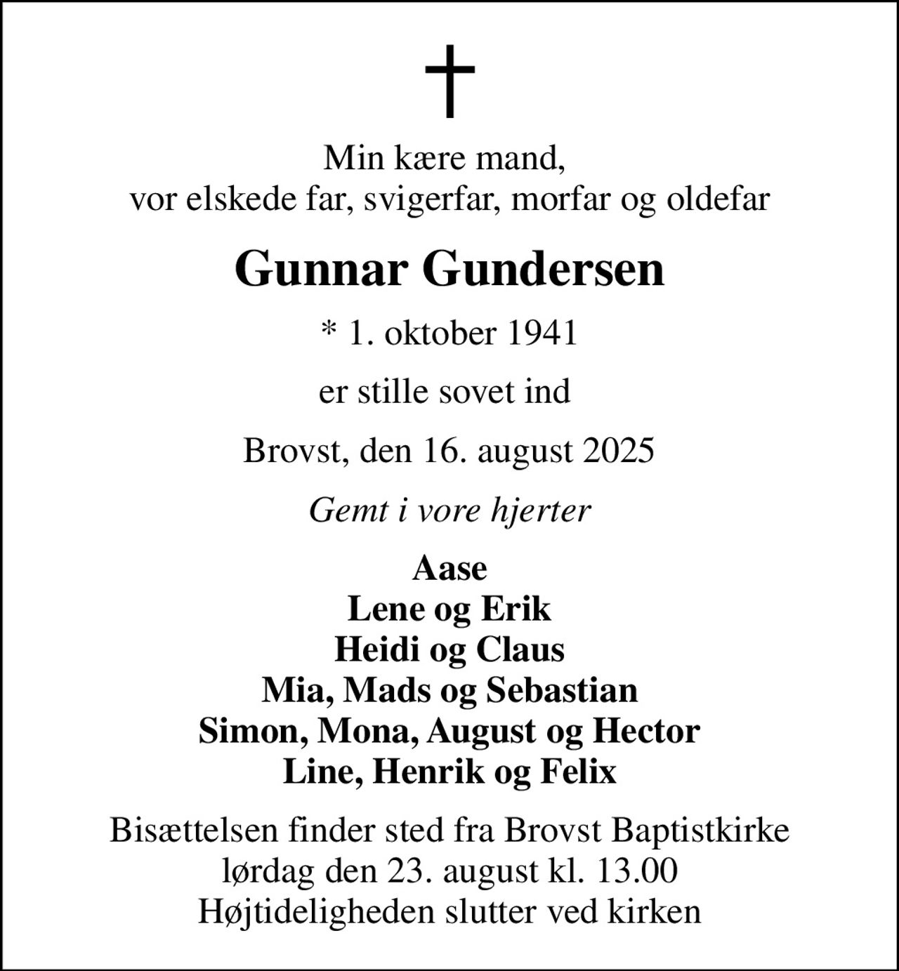 Gunnar Gundersen | Danmarks største medie for mindesider og dødsannoncer