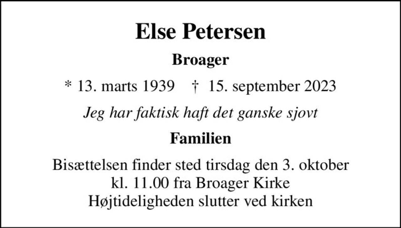 Else Petersen | Danmarks største medie for mindesider og dødsannoncer