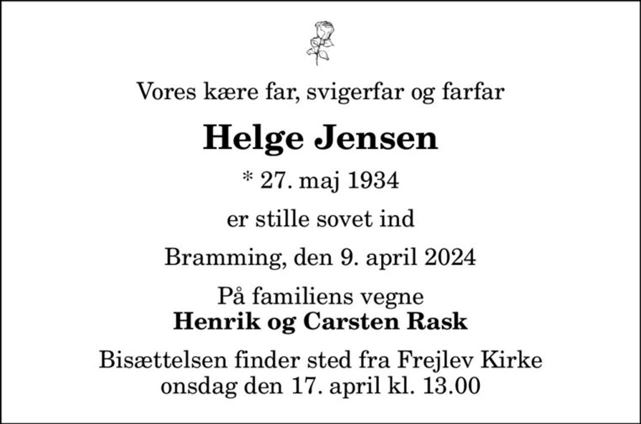 Helge Jensen | Danmarks største medie for mindesider og dødsannoncer