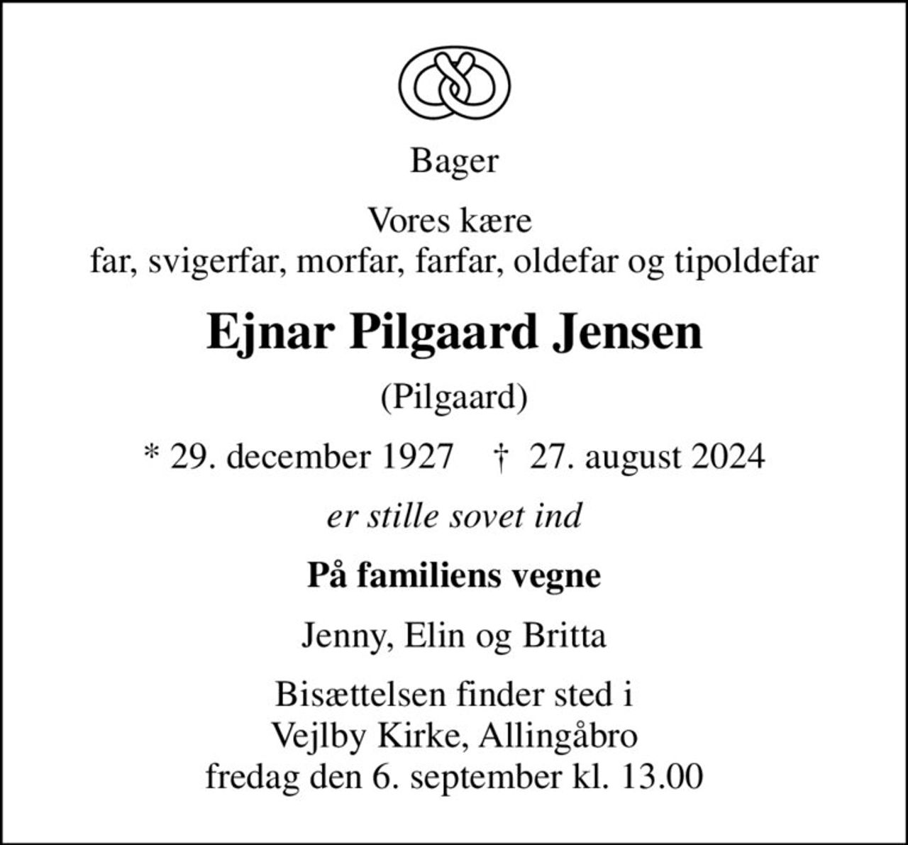 Ejner Pilgaard Jensen | Dødsannoncer i Danmark