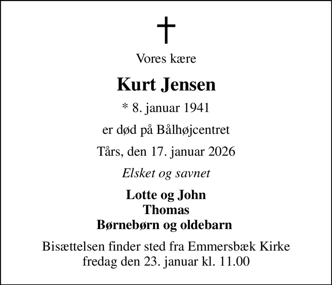 Kurt Jensen | Danmarks største medie for mindesider og dødsannoncer