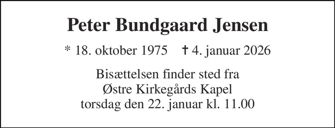 Peter Bundgaard Jensen | Danmarks største medie for mindesider og ...