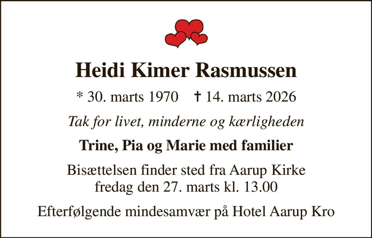 Heidi Kimer Rasmussen | Danmarks største medie for mindesider og ...