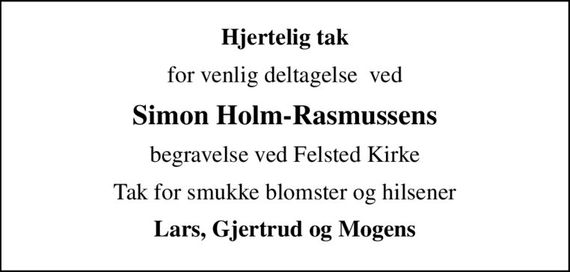 Simon Holm-Rasmussen | Dødsannoncer i Danmark