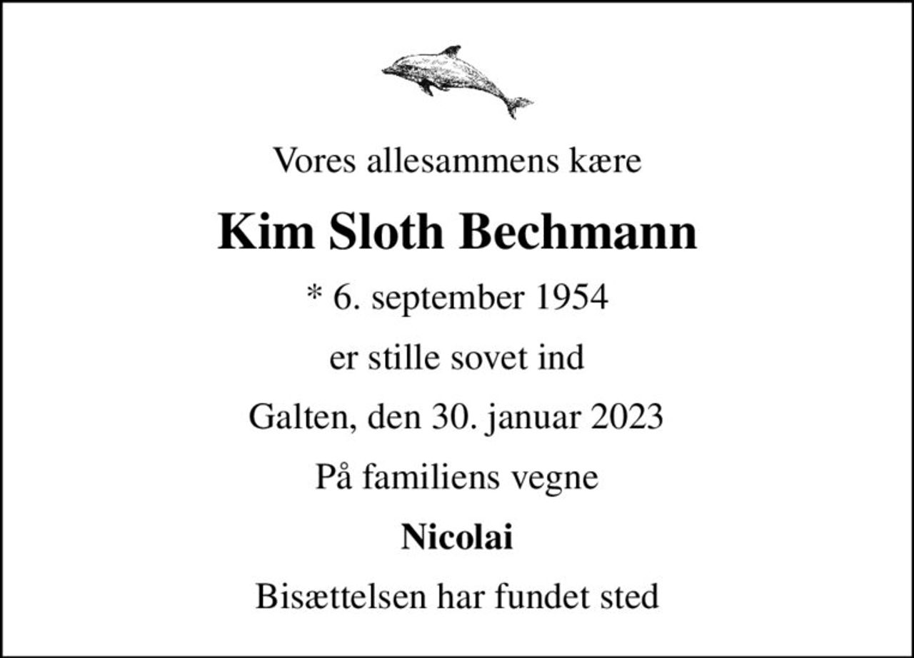 Kim Sloth Bechmann | Danmarks største medie for mindesider og dødsannoncer