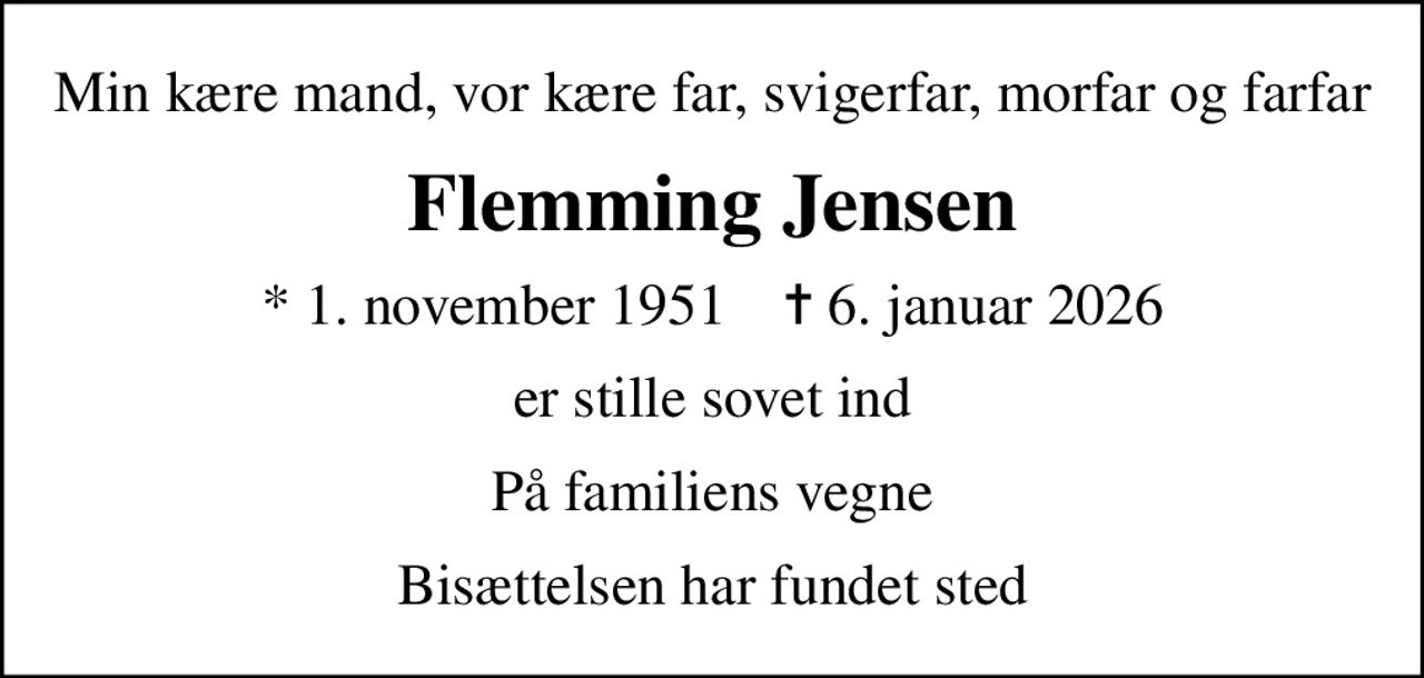 Flemming Jensen | Danmarks største medie for mindesider og dødsannoncer