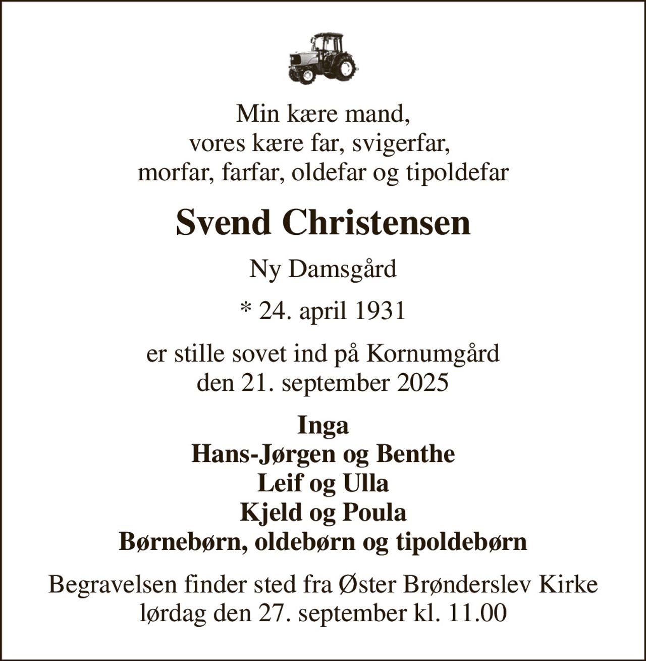 Svend Christensen | Dødsannoncer i Danmark