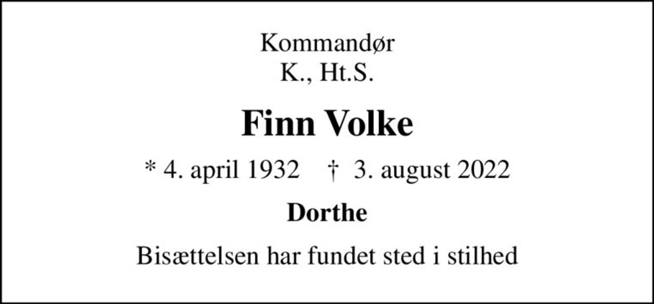 Finn Volke | Dødsannoncer i Danmark