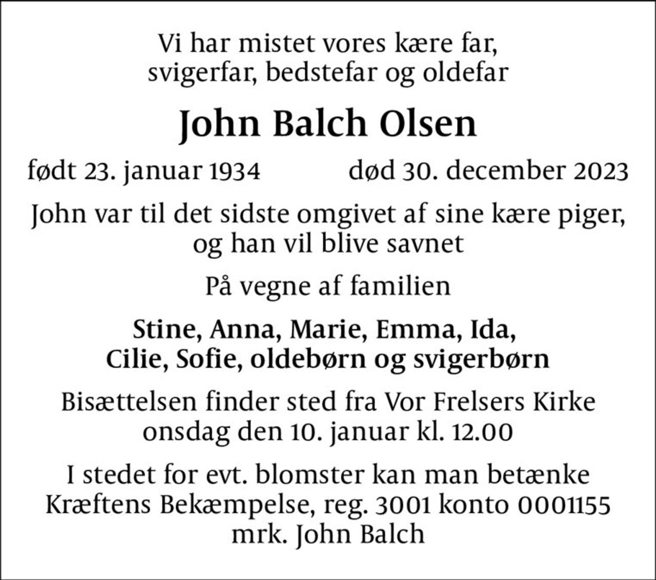 John Balch | Danmarks største medie for mindesider og dødsannoncer