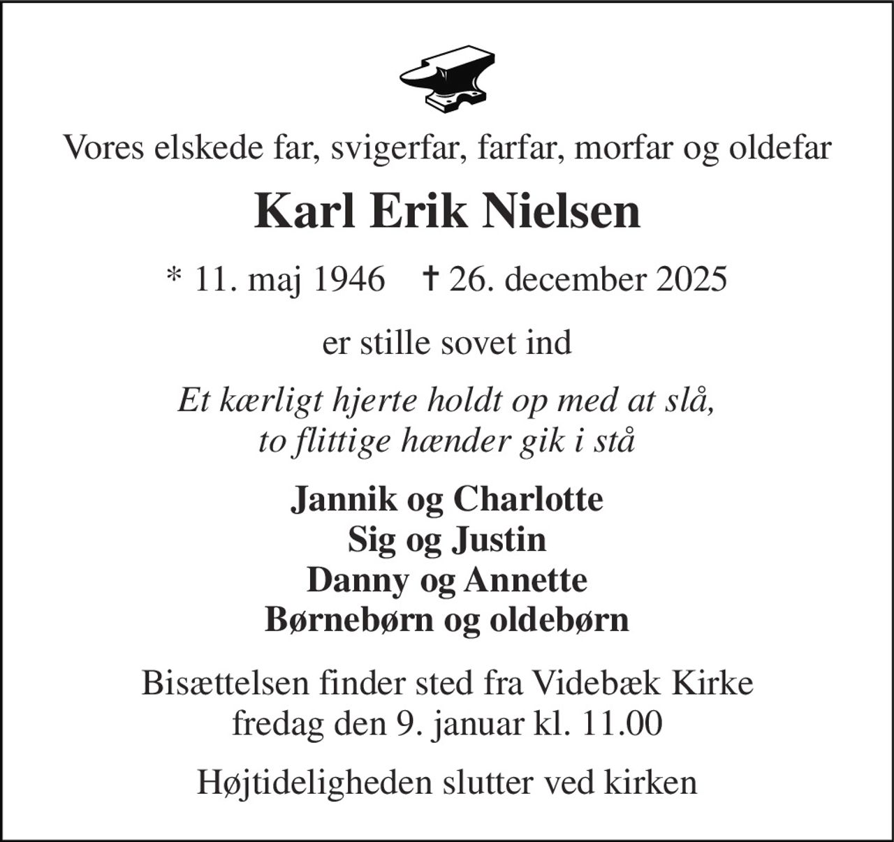 Karl Erik Nielsen | Danmarks største medie for mindesider og dødsannoncer