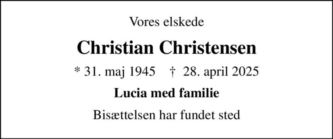 Christian Christensen | Danmarks største medie for mindesider og ...