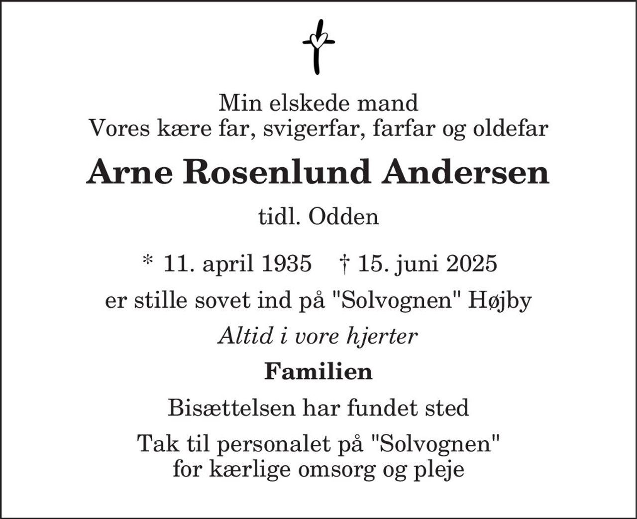 Arne Rosenlund Andersen | Dødsannoncer i Danmark