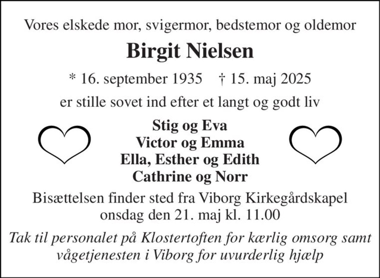 Jenny Birgit Nielsen | Dødsannoncer i Danmark