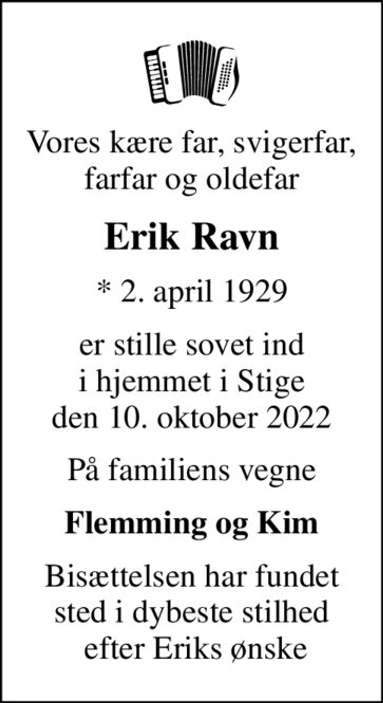 Erik Ravn | Danmarks største medie for mindesider og dødsannoncer