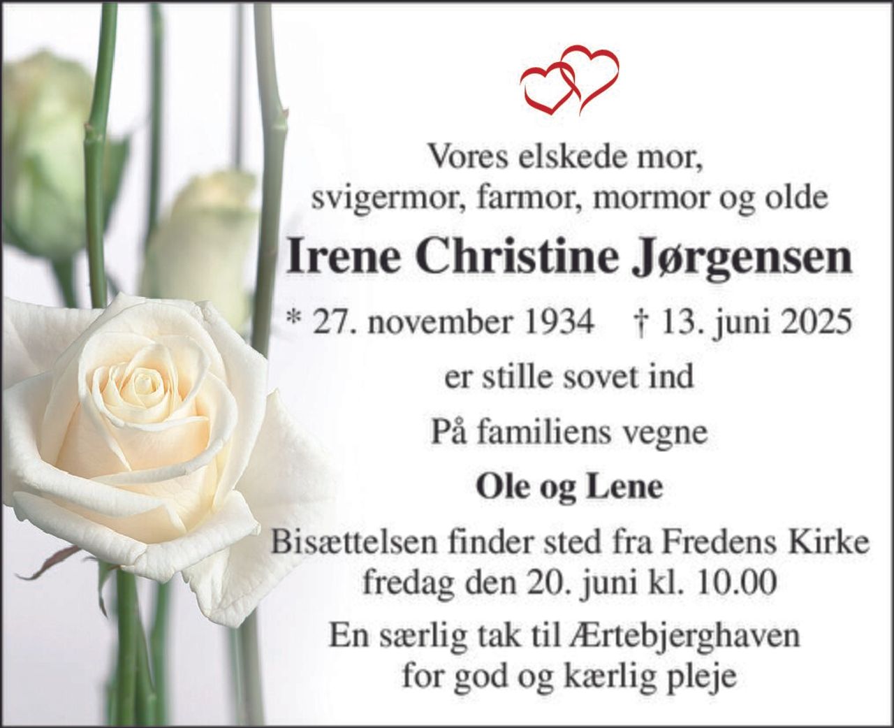 Irene Christine Jørgensen | Dødsannoncer i Danmark