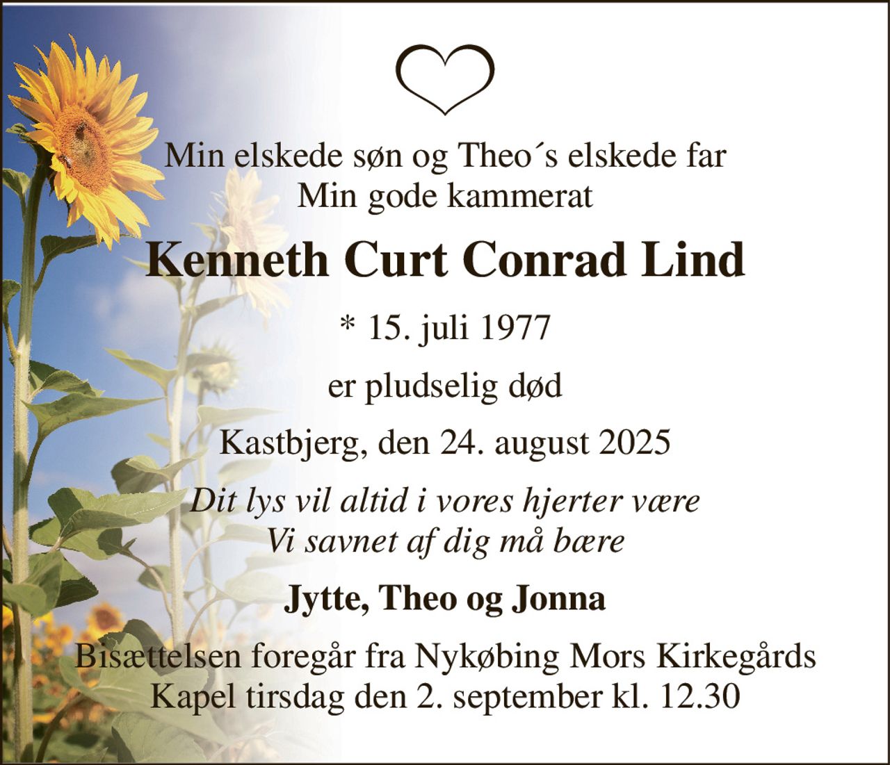 Kenneth Curt Conrad Lind | Dødsannoncer i Danmark