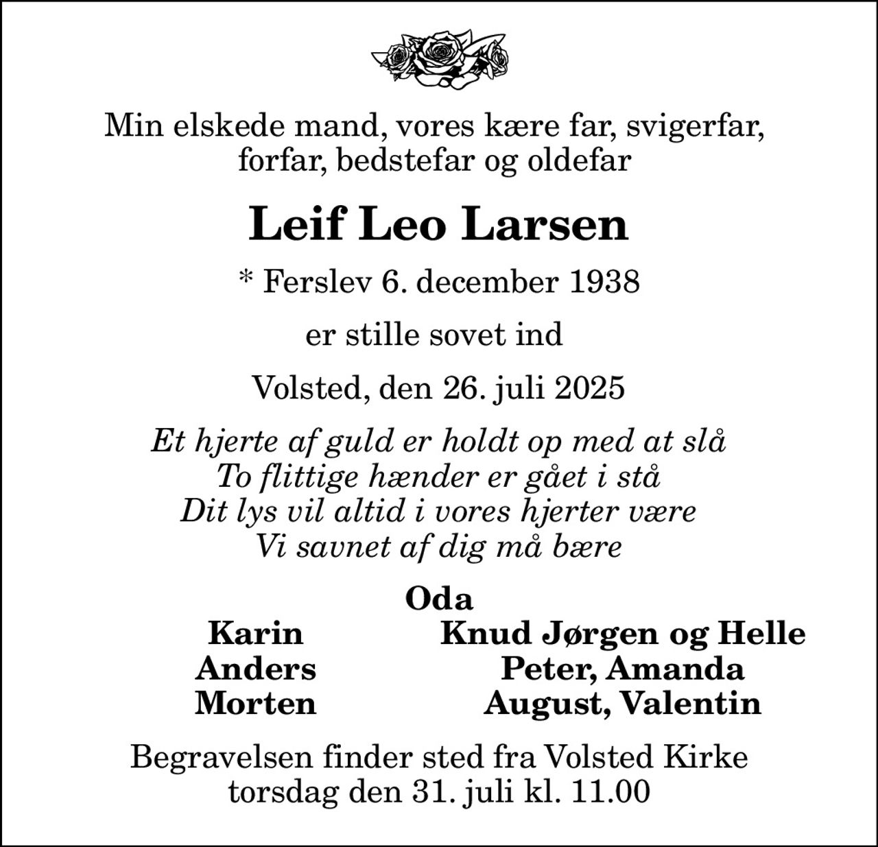 Leif Leo Larsen | Danmarks største medie for mindesider og dødsannoncer