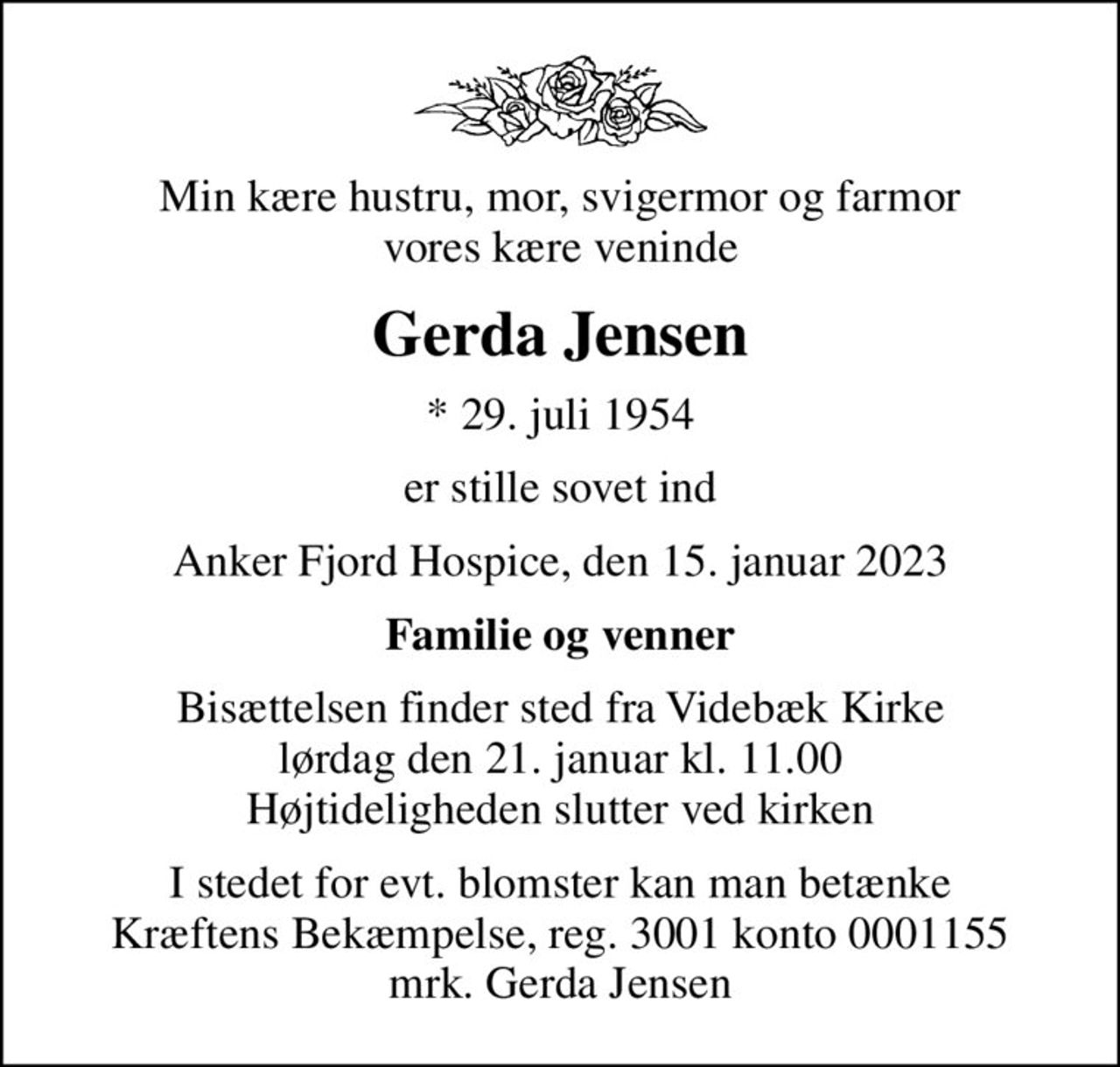 Gerda Jensen | Dødsannoncer i Danmark