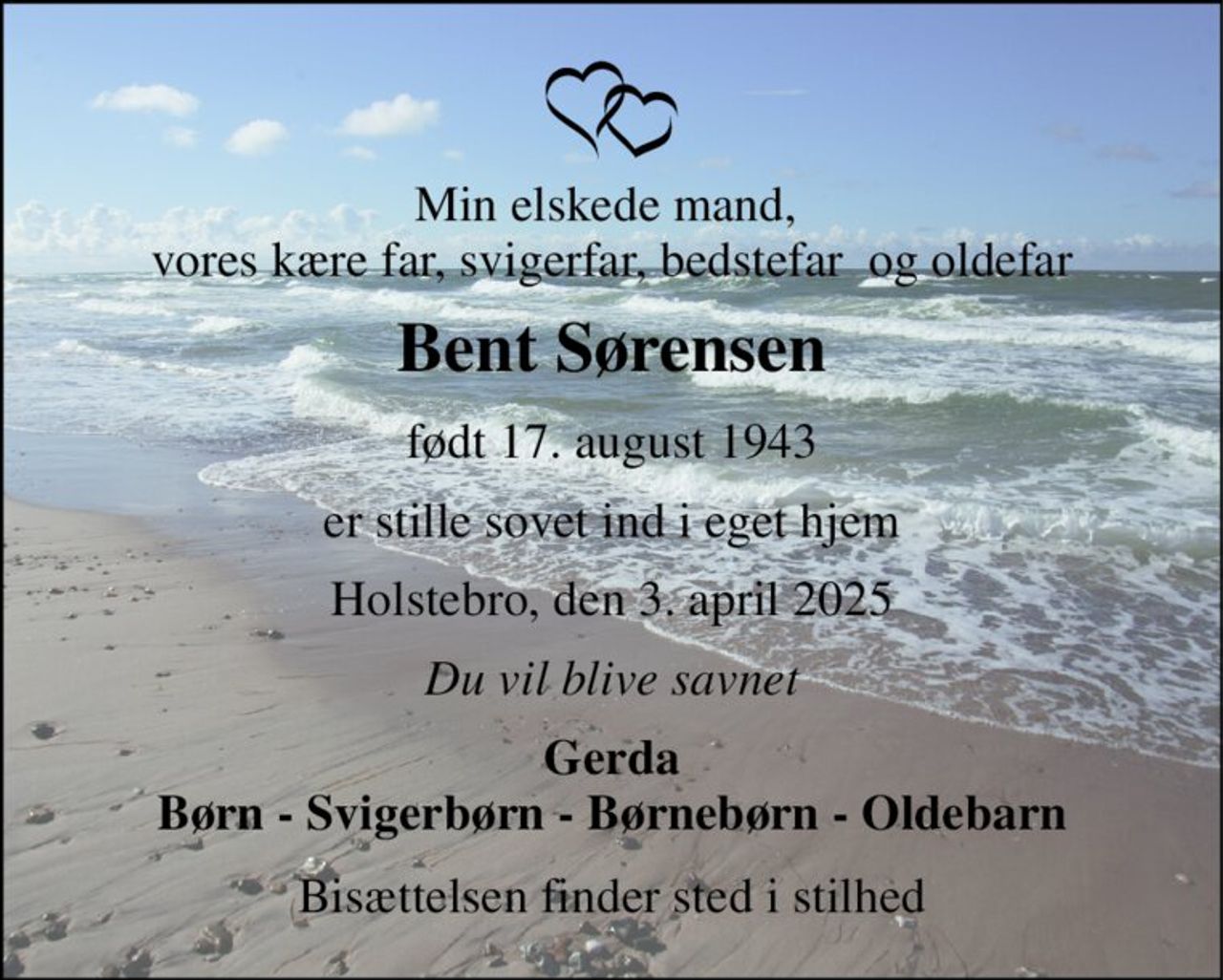 Bent Sørensen | Dødsannoncer i Danmark