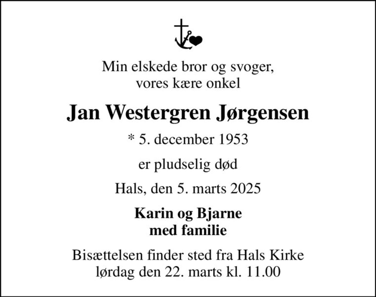 Jan Westergren Jørgensen | Danmarks største medie for mindesider og ...