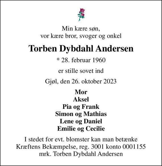 Torben Dybdahl Andersen | Dødsannoncer i Danmark