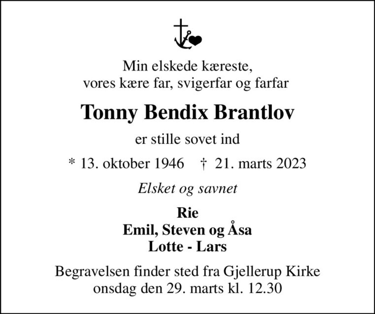 Tonny Bendix Brantlov | Danmarks største medie for mindesider og ...