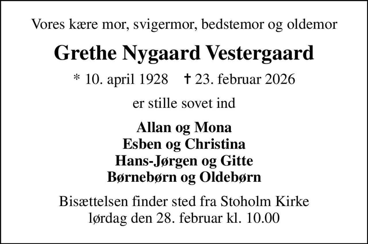 Grethe Nygaard Vestergaard | Danmarks største medie for mindesider og ...
