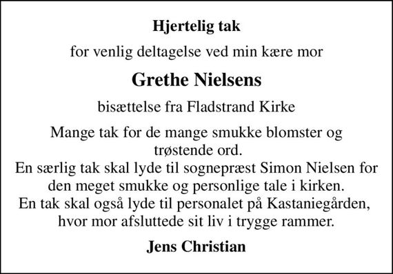 Grethe Nielsen | Dødsannoncer i Danmark