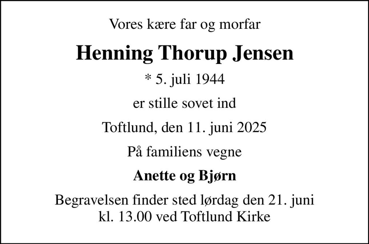 Henning Thorup Jensen | Danmarks største medie for mindesider og ...