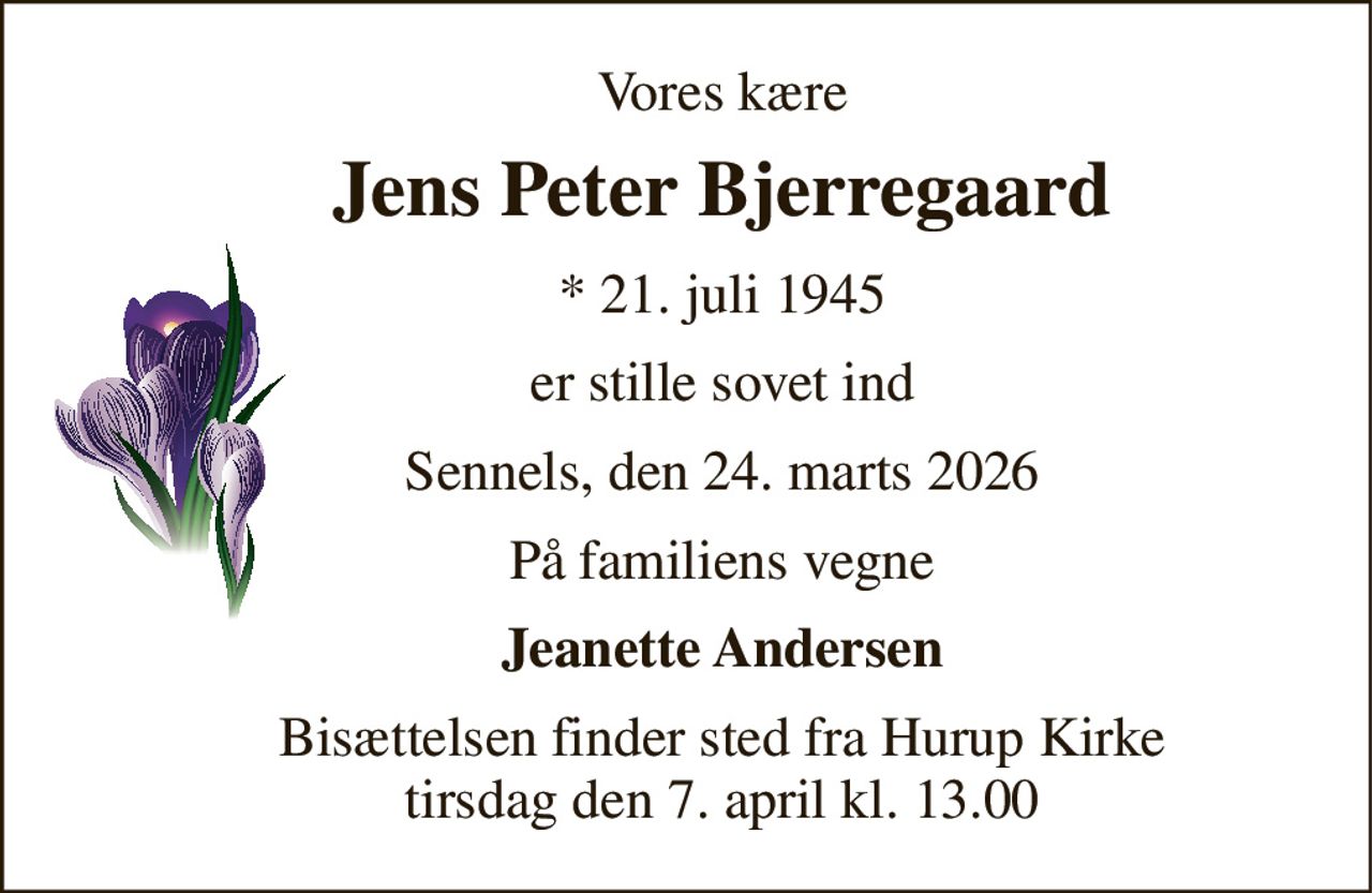 Jens Peter Bjerregaard | Danmarks største medie for mindesider og ...