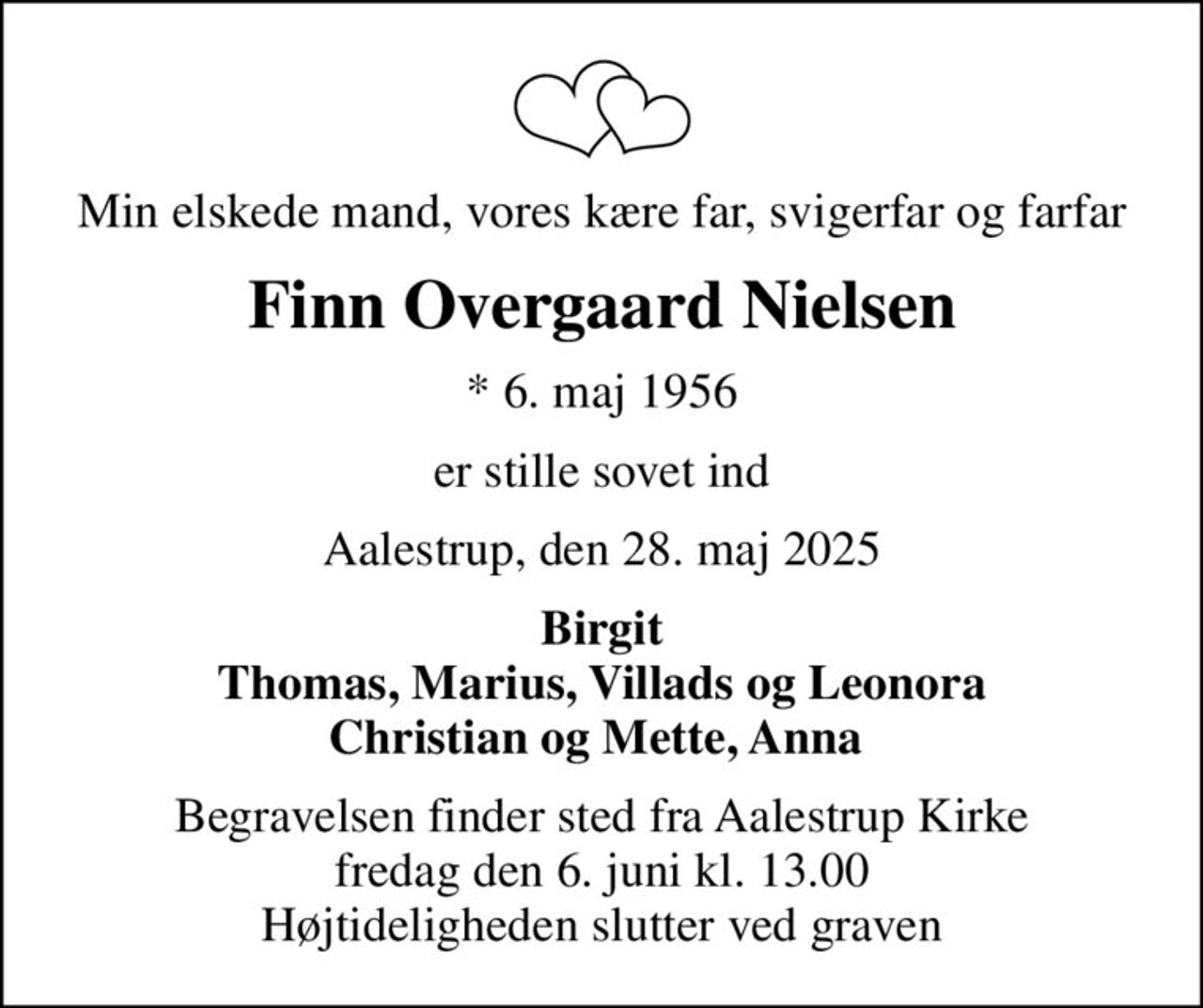 Finn Overgaard Nielsen | Dødsannoncer i Danmark