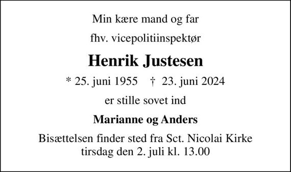 Henrik Justesen | Dødsannoncer i Danmark