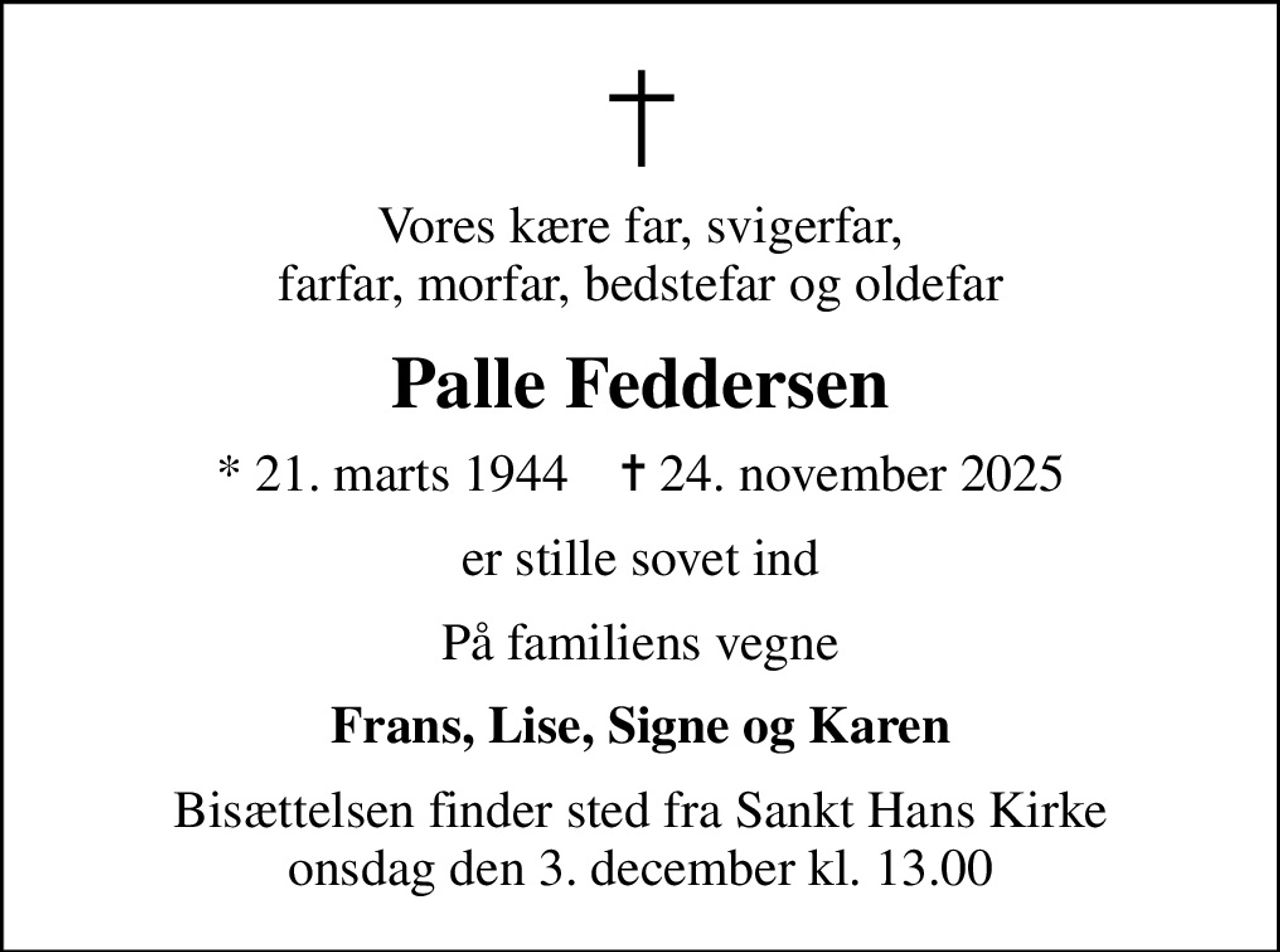 Palle Feddersen | Danmarks største medie for mindesider og dødsannoncer
