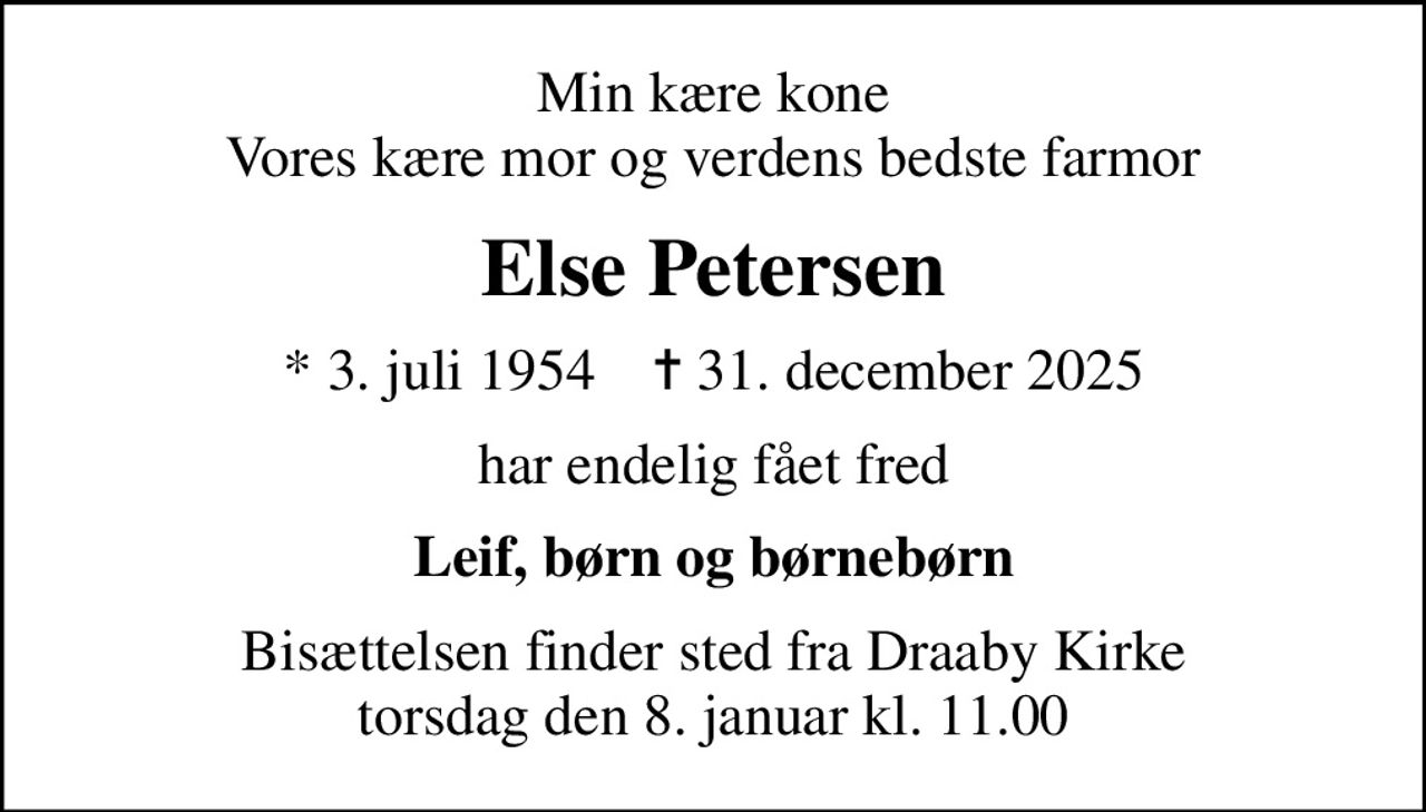 Else Petersen | Danmarks største medie for mindesider og dødsannoncer