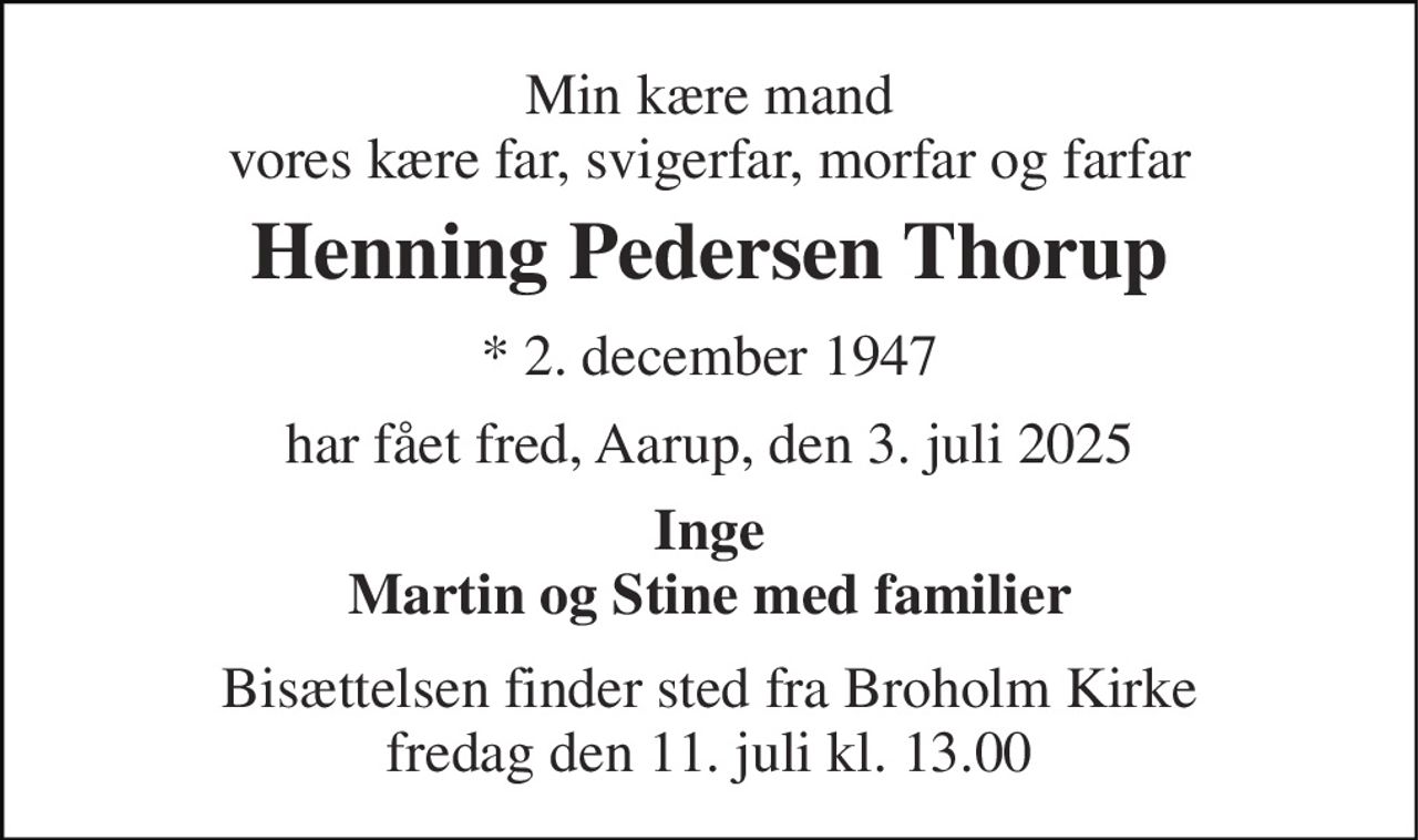 Henning Pedersen Thorup | Danmarks største medie for mindesider og ...