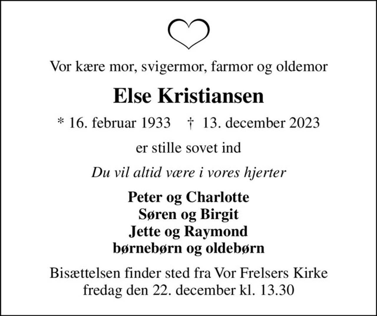 Else Kristiansen | Dødsannoncer i Danmark