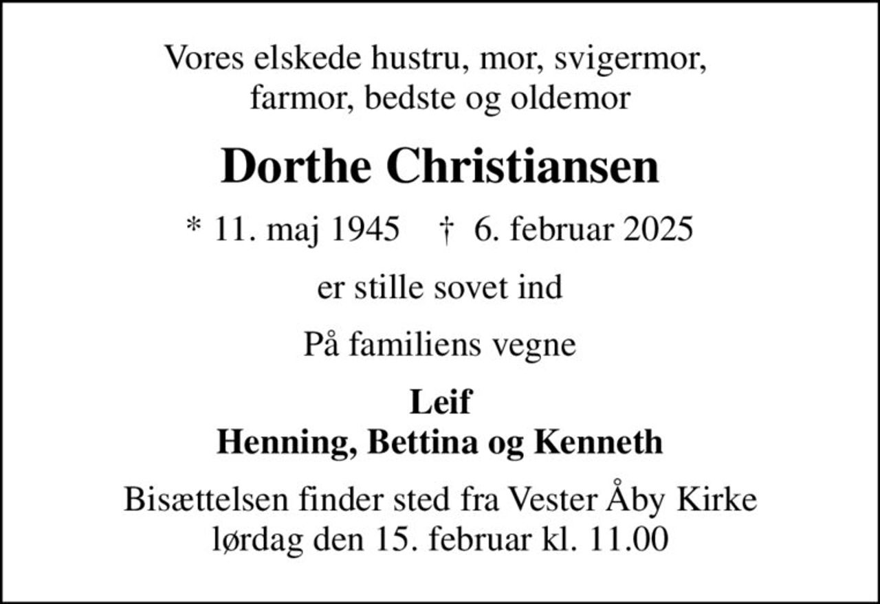 Dorthe Christiansen | Danmarks største medie for mindesider og dødsannoncer