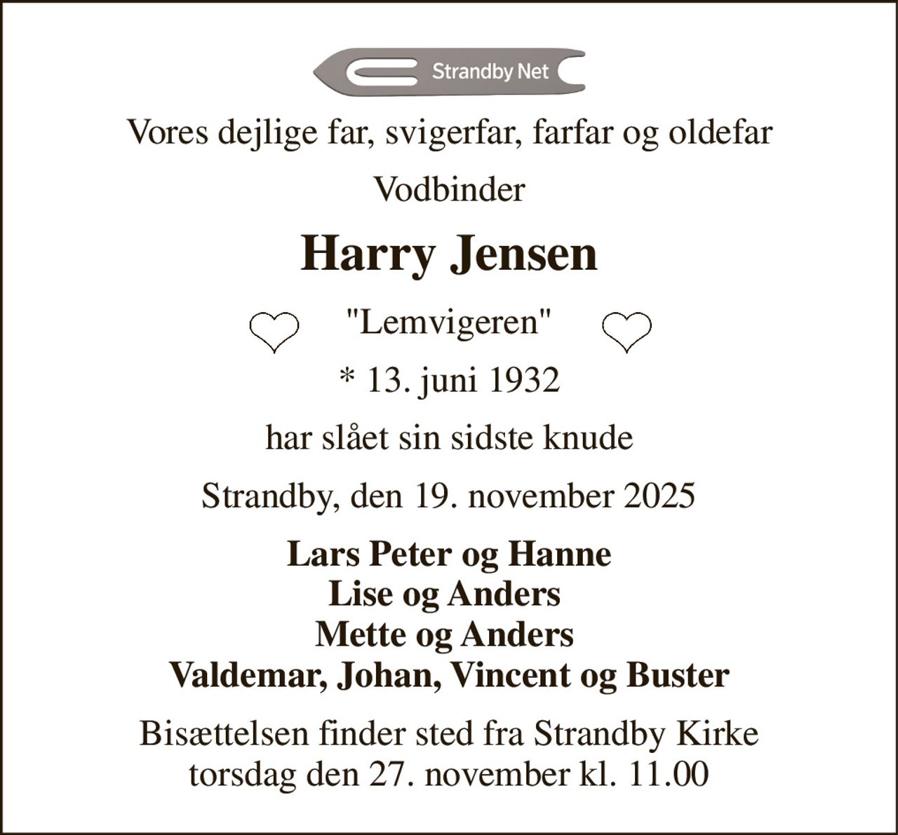 Harry Jensen | Danmarks største medie for mindesider og dødsannoncer