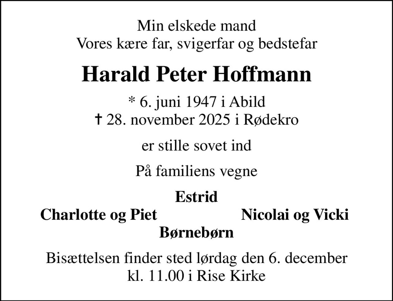 Harald Peter Hoffmann | Danmarks største medie for mindesider og dødsannoncer