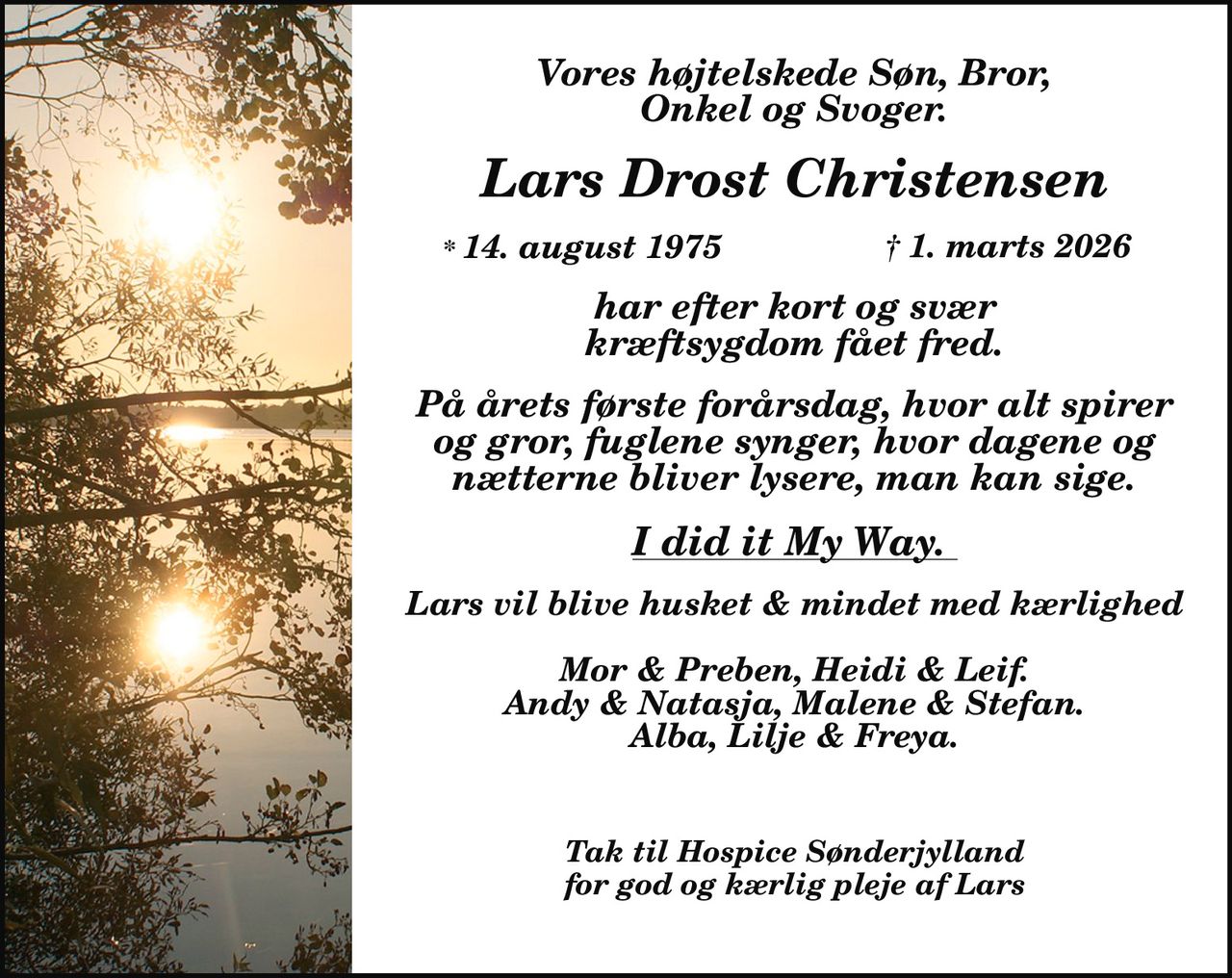 Lars Drost Christensen | Danmarks største medie for mindesider og ...