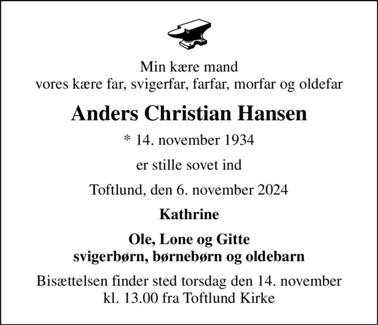 Anders Christian Hansen | Danmarks største medie for mindesider og ...