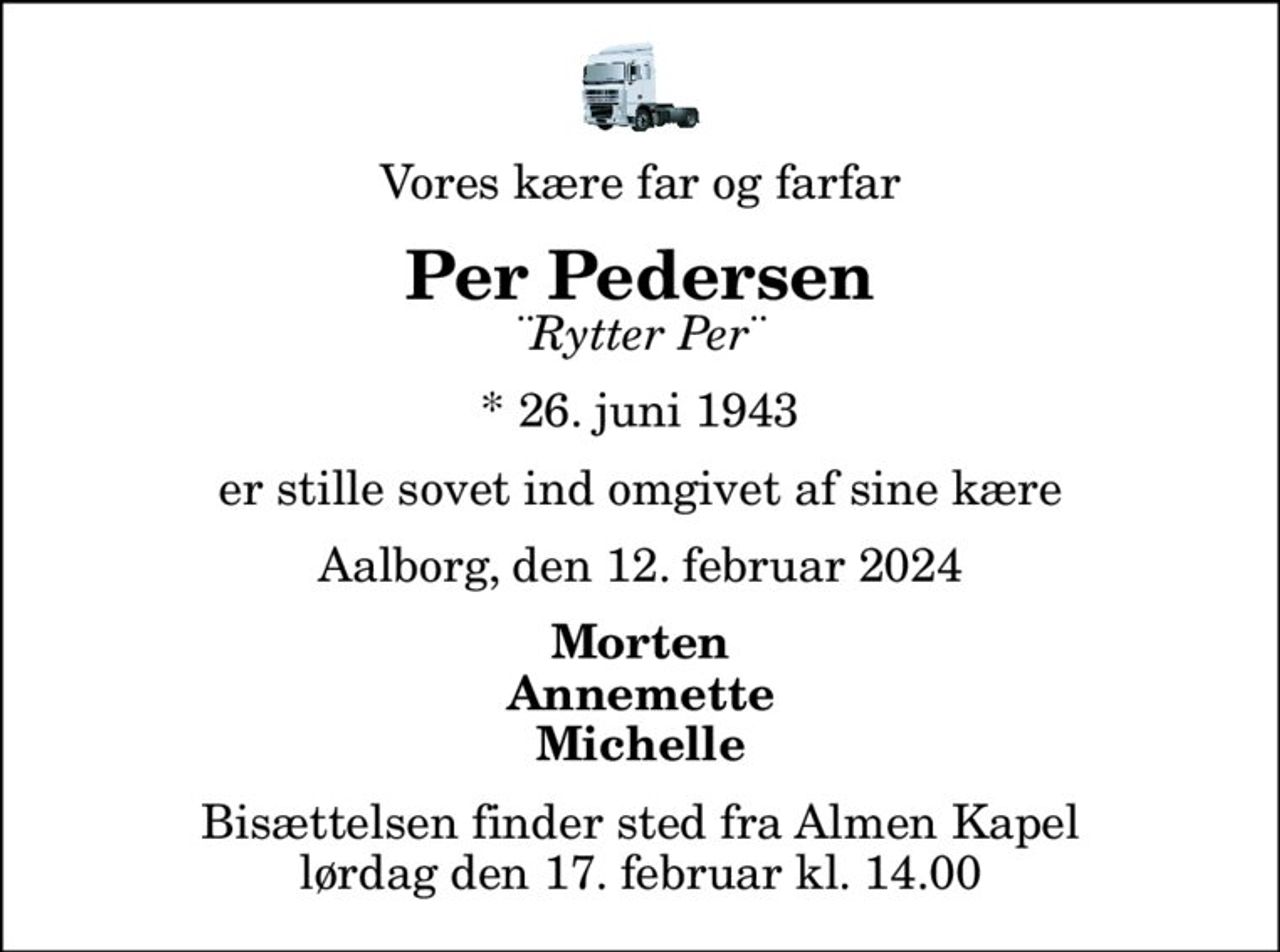Per Pedersen | Danmarks største medie for mindesider og dødsannoncer