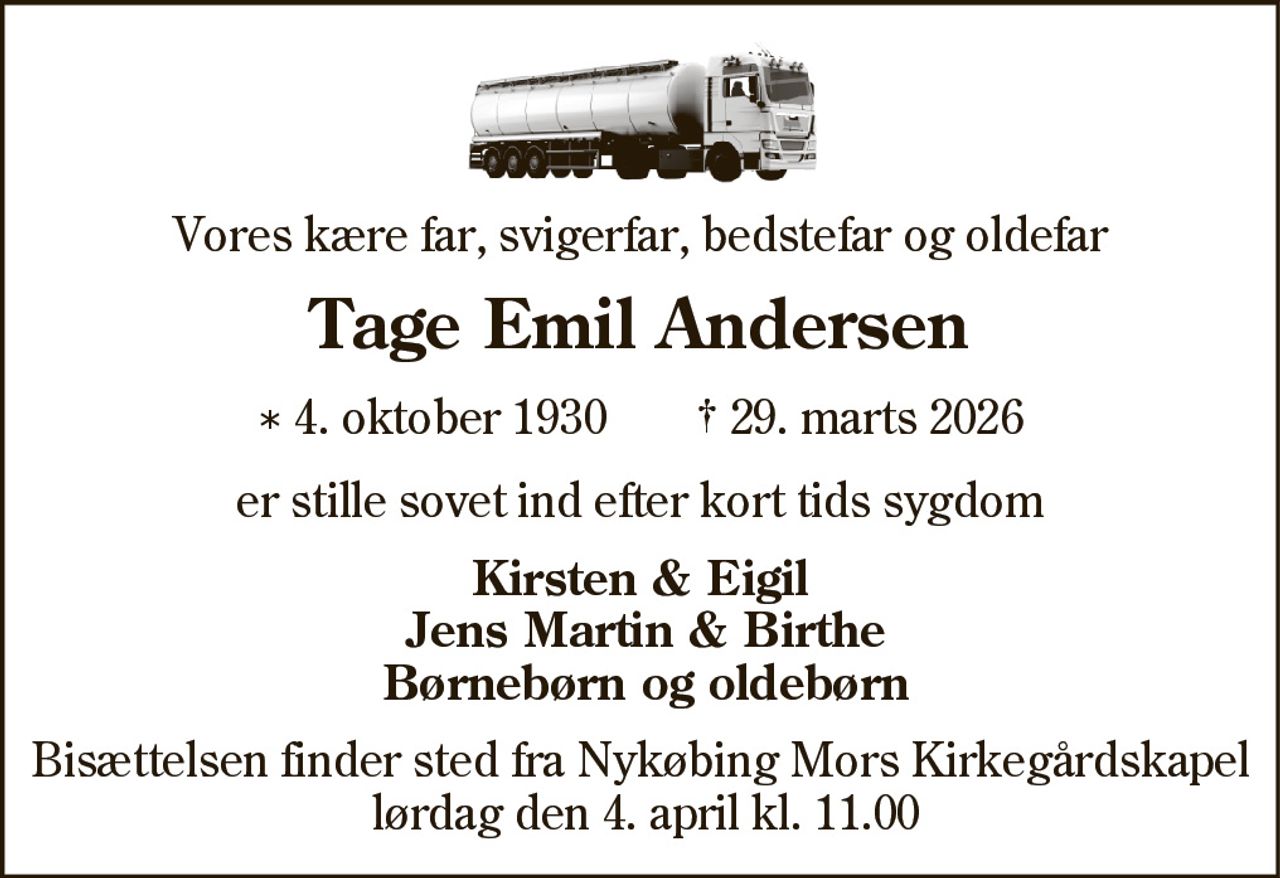 Tage Emil Andersen | Danmarks største medie for mindesider og dødsannoncer